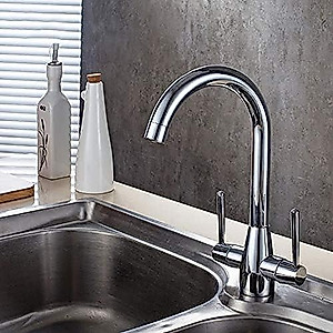 Kitchen & Bath Fixtures Taps Faucet,Double Bowl of Hot and Cold Water Mixed Copper Plating Faucet