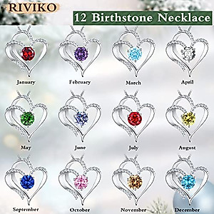 RIVIKO Love Heart Necklace For Women 925 Sterling Silver Gold Plated Zirconia September Birthstone Pendant Necklaces for Mother Wife Birthday Christmas Valentine's Day Jewelry Gift