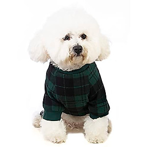 Coomour Dog Chirstmas Shirts Pet Deer Clothes 100% Cotton Reindeer Pajamas Puppy Doggie Christmas Costumes (M,Green)