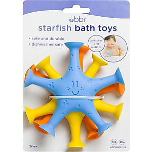 Ubbi Starfish Stretch and Suction Bath Toys, Baby Bath Accessory, Water Toys for Toddler Bath Time, Fun Baby Water Toys, Set of 3