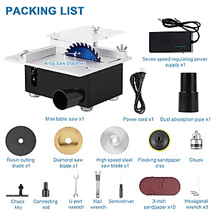 MXBAOHENG Mini Precision Table Saw 4'' Small Portable Hobby Table Saw for Crafts, 1.18 Inch Cutting Depth, DIY Mini Table Saw 120W with Sanding Disc for Wood/Plastic Cutting