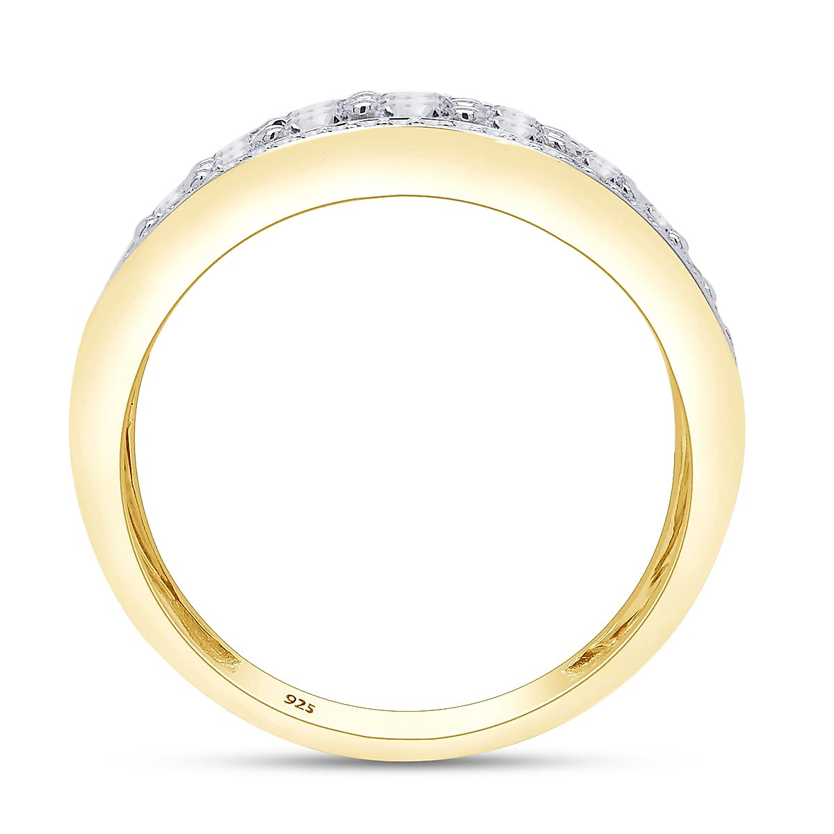 SAVEARTH DIAMONDS 0.70 Carat (Cttw) Round Cut Lab Created Moissanite Diamond Four Row Wedding Band Ring For Women In 14k Yellow Gold Over Sterling Silver (VVS1 Clarity) Size-7