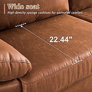 HOOOWOOO 100" L Shaped Couch with Reversible Chaise Living Room Couch Modern Sofa Set for Small Living Room Apartment Space,Brown Faux Suede