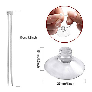 FEBSNOW Aquarium Suction Cups - 20 Pack Fish Tank Suction Cups Aquarium Suction Cup Clip Suction Hooks with 30 PCS Adjustable Cable Ties for Plants, Planter, Binding Moss Shrimp Nest