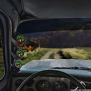 GlowShift Black Triple Pillar Gauge Pod Compatible with Chevrolet Chevy K5 Blazer 1973-1991 - ABS Plastic - Mounts (3) 2-1/16" (52mm) Gauges to A-Pillar