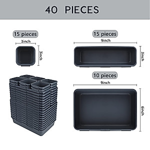 40-Pack Anti-slip Tool Box Organizer, Tool Drawer Organizers with 72pcs Non-slip Pads for Rolling Tool Drawers, Workbench and Cabinets, Tray Dividers Set for Toolbox Organization and Storage