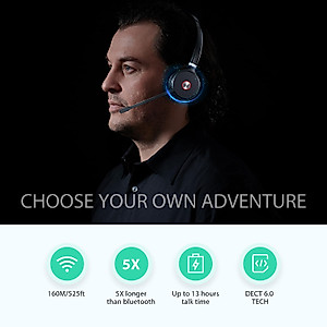 Yealink WH62 Wireless Headset with Microphone for PC Computer Laptop Zoom Teams Certified Headset for Office IP VoIP Phones DECT Headset SIP Phone for Unified Communication