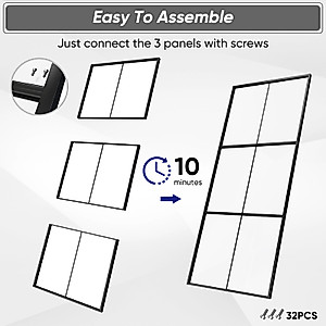 BARNSMITH 42in x 84in Aluminum Glass Barn Door Panel DIY Frosted Tempered Glass Door Slab Disassembled(Sliding Hardware not Included), Lightweight Sliding Door, Easy Assembly