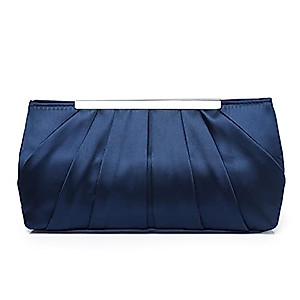 Clutch Purses for Women Wedding Formal Satin Pleated Purse Evening Cocktail Bag and Clutches Handbag (Blue)
