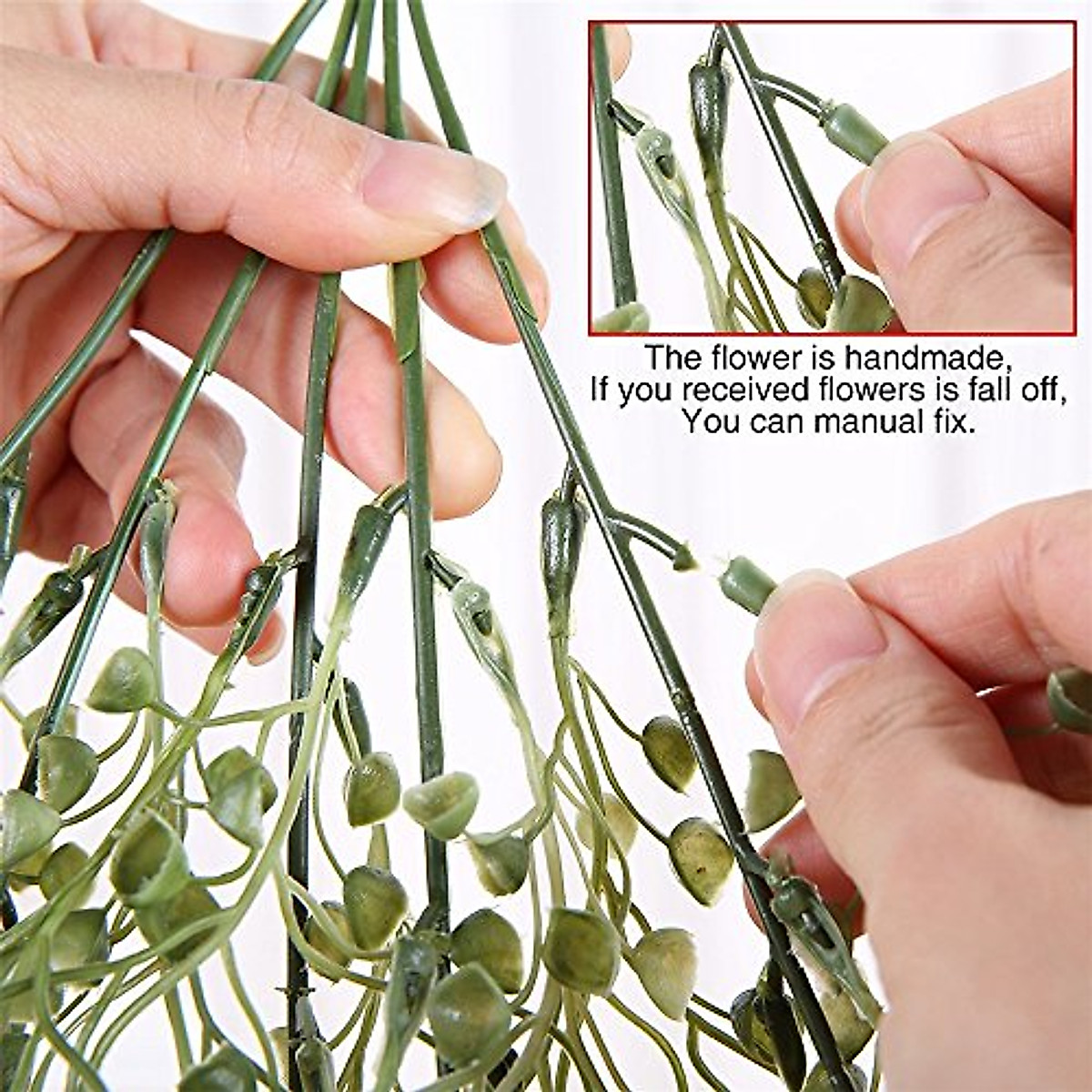 FOMAISELF 2 Pcs Artificial Hanging Plants Indoors - Fake Hanging Plant Outdoors, Artificial Plants for Wedding Party Home Garden Wall Decoration（Green）