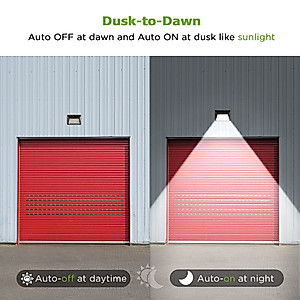 TIERONE 50W LED Wall Pack Light Dusk to Dawn Photocell Outdoor Commercial Security Area Lighting Fixture UL Listed 5500LM 4000K Daylight 400W HPS/HID Equivalent IP65 Waterproof 120-277V 2PACK