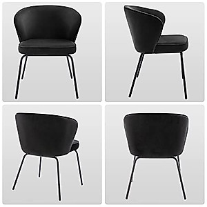 ONEVOG Black Velvet Dining Chair, Upholstered Chair with Upholstered and Wingback, Set of 2 Accent Chairs for Kitchen, Dining Room, Living Room Chairs