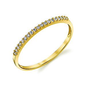 Tesori & Co 10k Yellow Gold Lightweight Dainty CZ Wedding Stackable Band Size 6