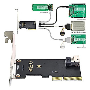 NFHK PCI-E 3.0 4.0 to SFF-8654 Slimline SAS Card Adapter and U.2 U2 SFF-8639 NVME PCIe SSD Cable for Mainboard SSD
