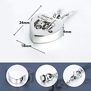 Always in my heart Urn Necklace for Ashes Trucker Memory Pendant Cremation Jewelry (Always in my heart)