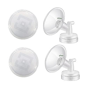 Begical 2pc 17mm Flange&Flange Cover Compatible with Spectra/Motif Luna/Amada MYA Breastpumps Replacement to Pump Parts/Flanges/Shields. Compatible with Spectra S1 S2 9 Plus Parts/Accessories
