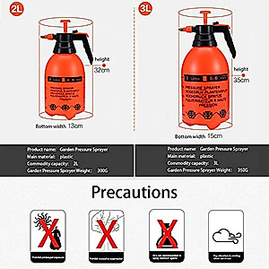 JoyTube 2 PCS Garden Pressure Sprayer 2-Liter Pump Water Sprayer Bottle Portable One-Hand Grip for General Use Cleaning, Washing