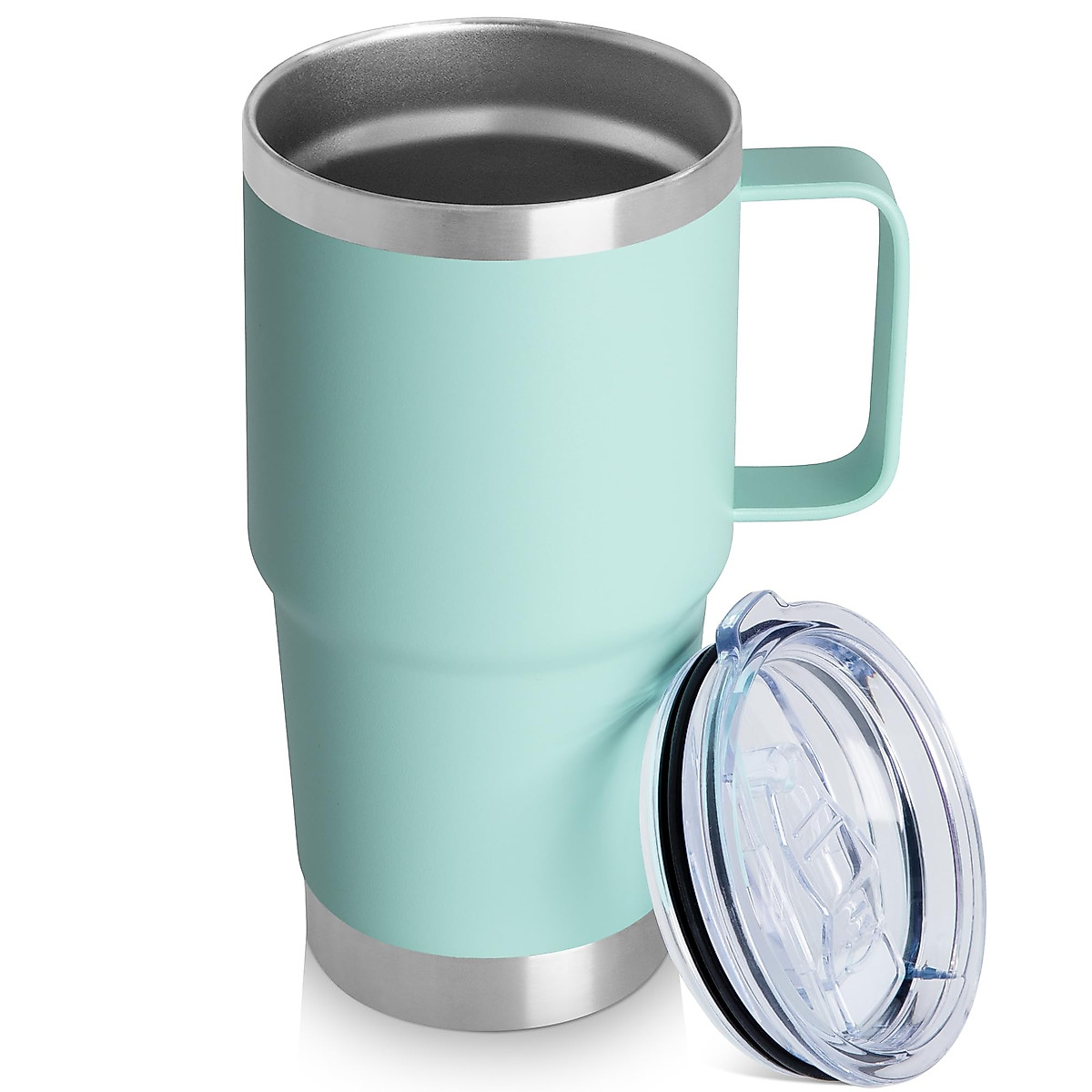 HASLE OUTFITTERS 20oz Tumbler with Lid, Stainless Steel Tumbler with Handle, Metal Insulated Travel Coffee Mug with Handle, Double Wall Vacuum Spill Proof Tumbler Cup, Mint Green 1 Pack