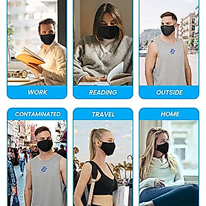 3-Ply Cloth Face Mask 6 Pack,Washable, Reusable and Breathable Face Covering with Adjustable Ear Protection Loops women/men (Black*6)