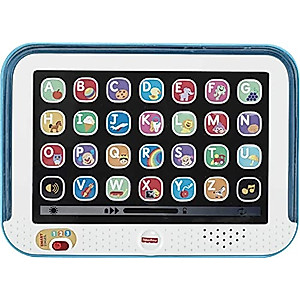 Fisher-Price Pretend Tablet Learning Toy with Lights Music and Smart Stages Educational Content for Baby and Toddler, Blue​