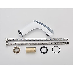 Faucet, Faucets,Basin Mixer Tap Bath Faucets, Brass Basin Faucet, Solid Cold and Hot Water Mixer Bathroom Faucet, Single Handle Water Sink Tap for Bathroom Kitchen (Color : White)