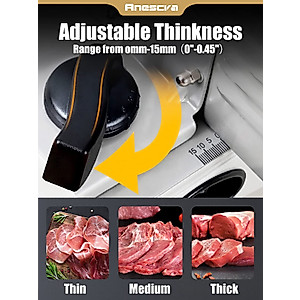 Meat Slicer, Anescra 200W Electric Deli Food Slicer with Removable 7.5’’ Stainless Steel Blade and Food Carriage, 0-15mm Adjustable Thickness Meat Slicer for Home, Food Slicer Machine