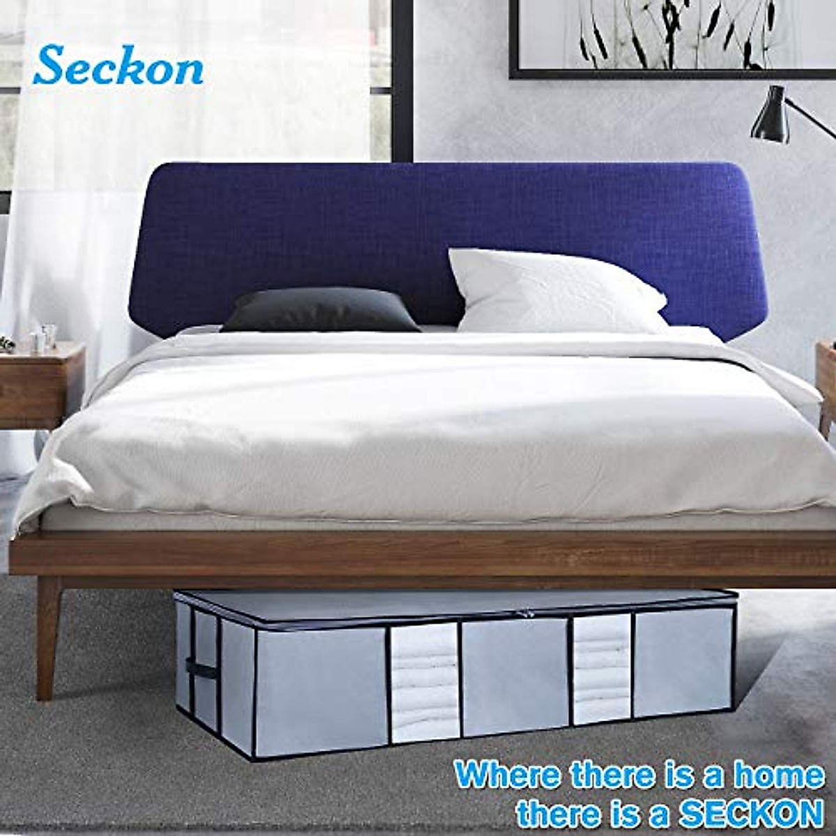 Large Under Bed Storage Organizer Containers [2 Pack] Clothes Organizers Bags with Reinforced Handle and Zipper, Underbed Storage for Clothing, Blankets, Comforters, Shoes, Gray