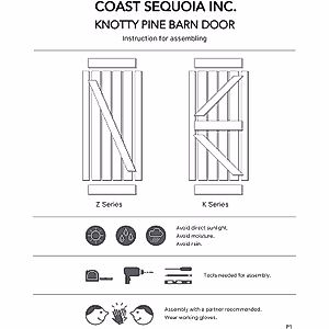 K Series 24in/30in/36in/38in/42in x 84in DIY Knotty Wood Sliding Barn Door with Hardware Kit (36 in x 84 in, Dark Walnut)