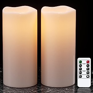 GenSwin Waterproof Flameless Flickering LED Candles with Remote & Timer,Battery Operated Pillar 3D Wick Candles for Indoor Outdoor Lanterns, Won’t melt, Long-Lasting(White, Set of 3)