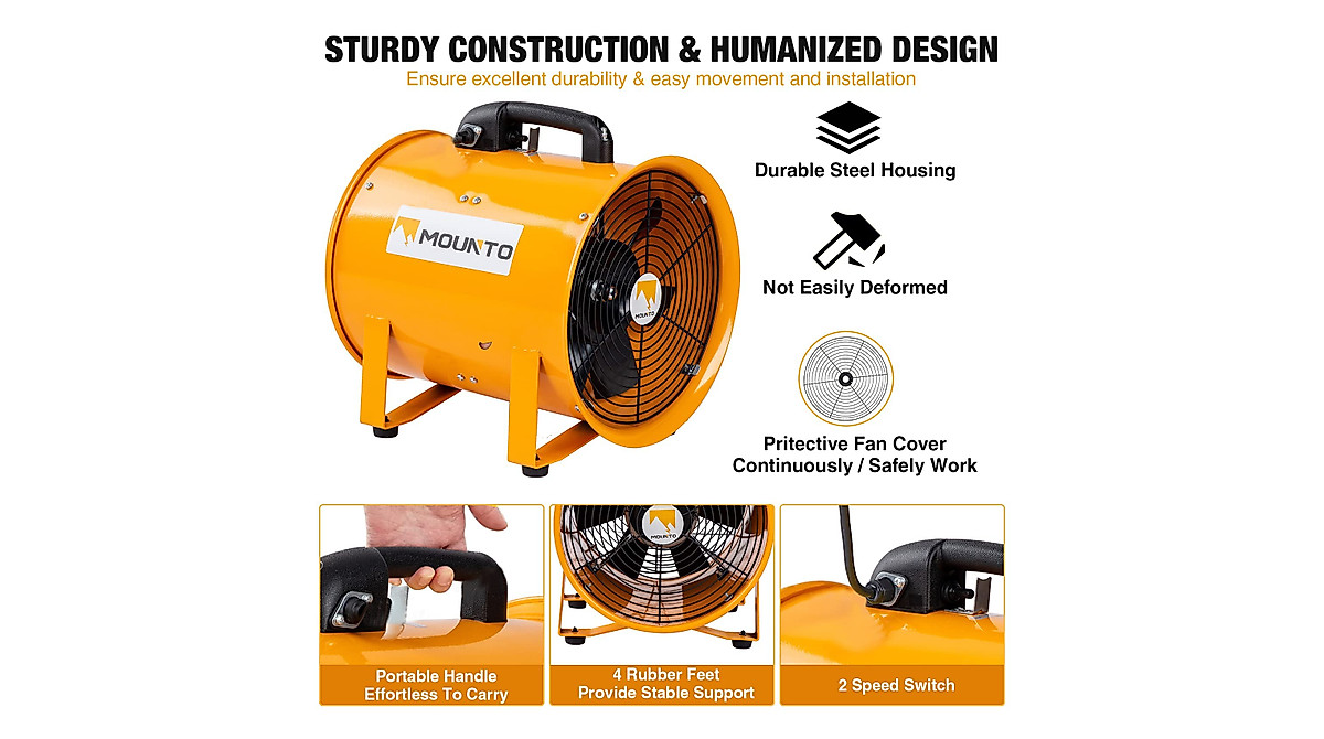 MOUNTO COMBO Heavy Duty Cylinder Fan - 2900 CFM Portable Ventilation