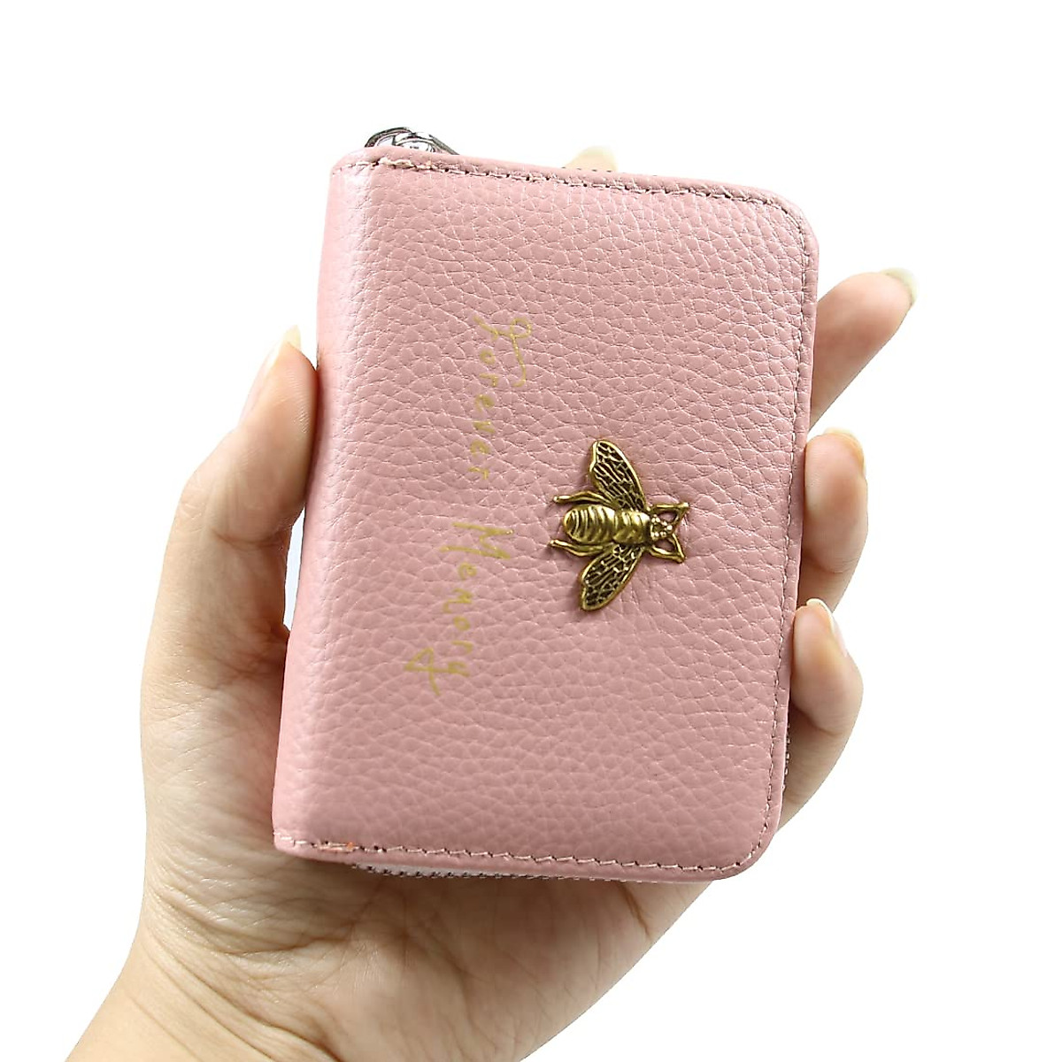 YEGQ Women Leather Coin Purse Zipper Small Wallet Card Case RFID Credit Card Holder Coin Pocket for Women & Grils (Pink)