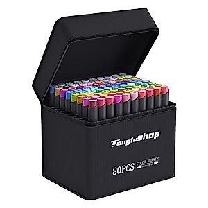 Tongfushop 80 Alcohol Markers Set, Art Marker Depicting Smoother Strokes,Upgraded Quality Ink,Safe,1s Quick-drying, Non Fading,Colorful,for Artist,Adults,Children Illustration Designing Drawing Marker