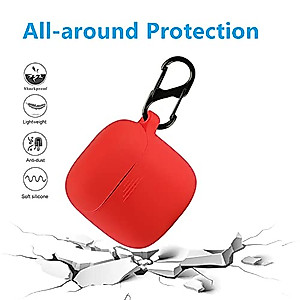 Haotop Silicone Anti-Lost & Shockproof Protective Charging Case Cover Compatible with JBL Tune 225 TWS/220TWS (Deep Red)