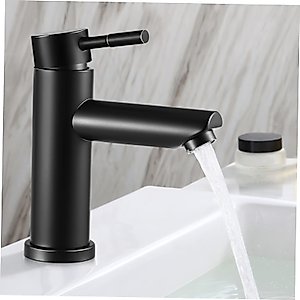 Veemoon Basin Faucet Waschtischarmatur School Faucets Bathroom Tap Kitchen Faucets One Hole Faucet Black Finish Faucet Vanity Faucet Lavatory Faucet Bath Mixer Tap Stainless Steel Sink Tub