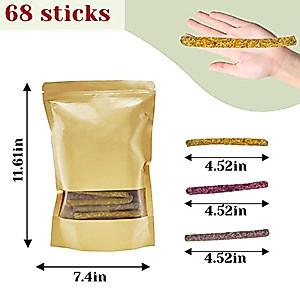 Hamiledyi 68PCS Timothy Hay Sticks Rabbit Chew Toys Mixed Natural Bunny Molar Sticks Guinea Pig Molar Rod Treats for Chinchilla Hamster and Other Small Animals Molars Snack Food