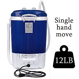 HTTMT- 7LB Capacity Portable Mini Washing Machine w/Spinner Timer Control Compact Clothes Laundry Washing Machine For Apartment Traveling RV Water Saving Kids [P/N: ET-HOME007-BLUE]