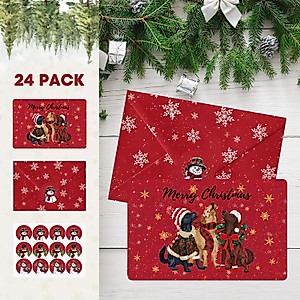 Artoid Mode 24 Pack Merry Christmas Thank You Cards Snowflake Dog Pet Greeting Cards Gift With Envelope Sticker Blank Note Cards for Birthday Wedding Baby Shower Bridal Shower, 4 x 6 Inch