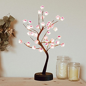 Cherry Blossom Tree Lamp, 18inch 36 Led Bonsai Tree Lights, Battery/USB Operated Japanese Decor Night Lights for Bedroom Home Idea (1 Pack)
