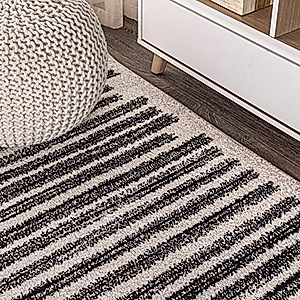 JONATHAN Y MOH207A-28 Khalil Modern Berber Stripe Indoor Farmhouse Area-Rug Bohemian Minimalistic Striped Easy-Cleaning Bedroom Kitchen Living Room Non Shedding, 2 X 8, Cream,Black