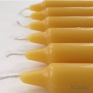 BCandle 100% Pure Beeswax Candles Organic Hand Made - 11 Inches Tall, 5/8 Inch Thick (Set of 6)