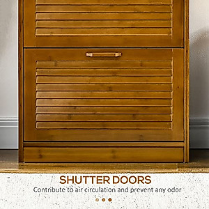 HOMCOM 3-Drawer Shoe Cabinet, Bamboo Shoe Storage Cabinet with Flip Shutter Doors for 12 Pairs of Shoes, Entryway, Hallway, Living Room, Bedroom