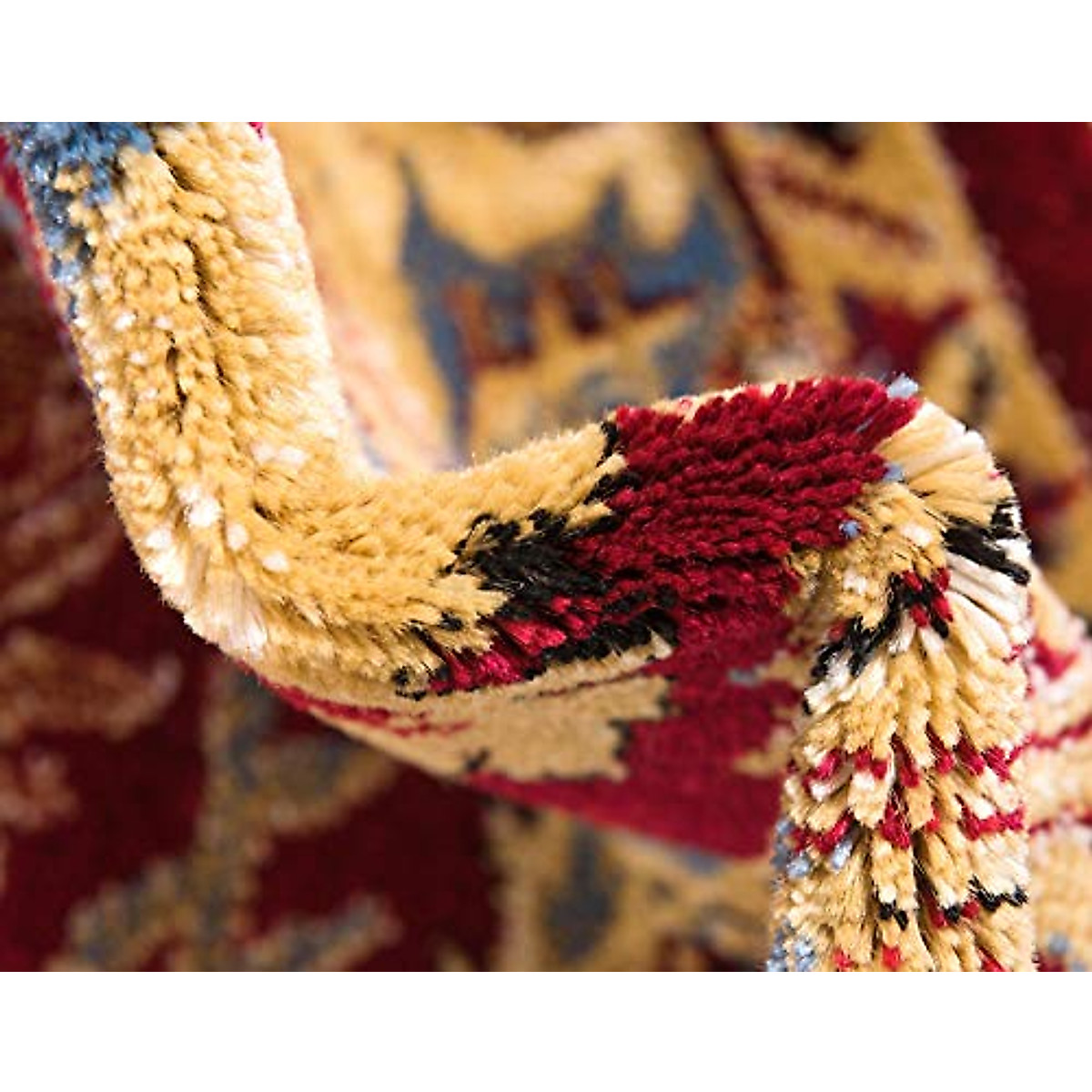 Unique Loom District Collection Farmhouse, Rustic, Border, Geometric Area Rug, 5' 0" x 5' 0", Red/Beige