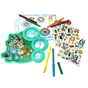 Spirograph Cyclex Set Bluey – Drawing Kit, Arts and Crafts, Bluey Toys, Art Supplies, Stickers for Kids, Bluey Stickers, Spiral Art, Markers, Stickers, Design Sheet Included, Ages 5+