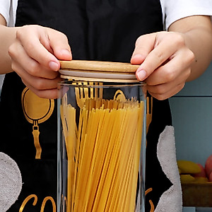 Encheng Glass Jars with Lids,Airtight Glass Food Storage Jars with Bamboo Lids,7 Pack Borosilicate Glass Pantry Storage Container for Kitchen,Pantry,Flour,Coffee,Cereal,Beans,Pasta,Powder