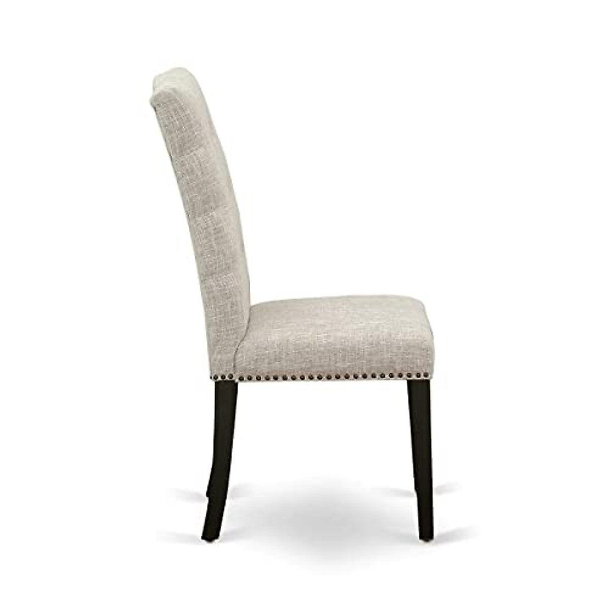 East West Furniture HBEL5-ABK-35 5 Piece Kitchen Table & Chairs Set Includes a Round Dining Room Table with Pedestal and 4 Doeskin Linen Fabric Upholstered Chairs, 42x42 Inch, Wirebrushed Black