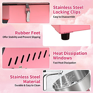 Cotton Candy Machine Commercial, Electric Cotton Candy Maker, 1080W Candy Floss Maker, Perfect for Family Party Amusement Park Carnival,Pink