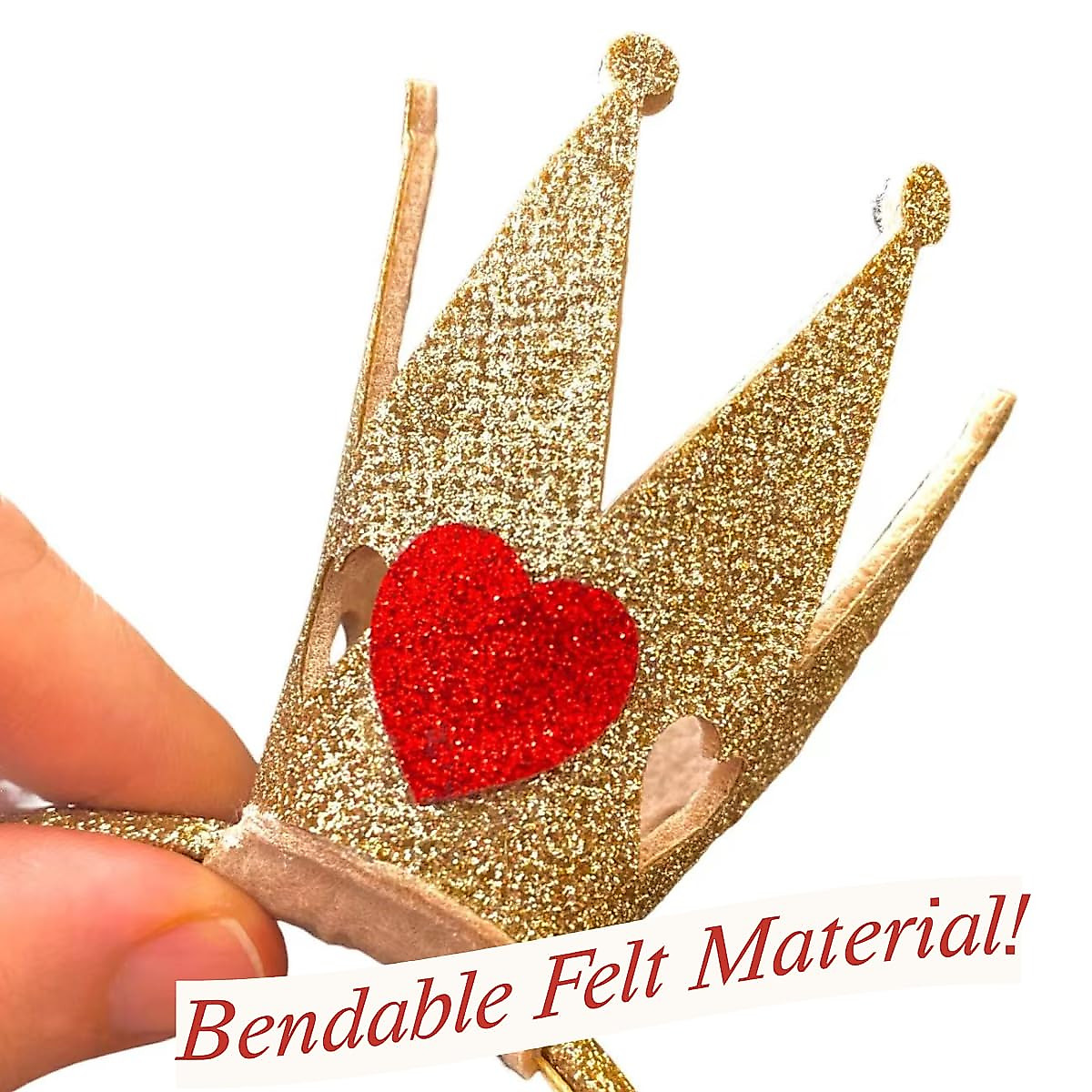 Purple Myrtle Queen of Hearts Crown Headband - Gold Tiny Crown for Women - Adult Costume Headwear - Halloween, Cosplay Party - Hand Wash Only - Unisex