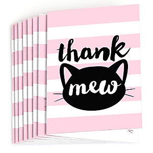 Big Dot of Happiness Purr-fect Kitty Cat - Kitten Meow Baby Shower or Birthday Party Thank You Cards (8 Count)