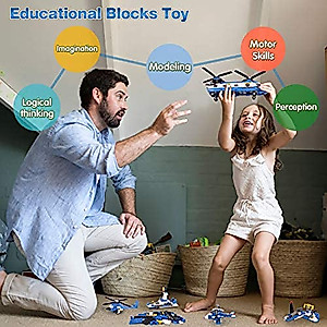 1648 Pieces City Police Heavy Helicopter Building Blocks Set with Storage Box, Police Helicopter, Police Airplane, Patrol Boat, Hovercraft, Creative Roleplay Building Toys for Boys Girls 6-12 Years