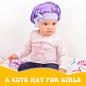 JaGely 8 Pcs Silk Baby Bonnet Infant Bonnets with Tie Band Adjustable Baby Satin Bonnet Kids Sleeping Hair Cap(Light Color)